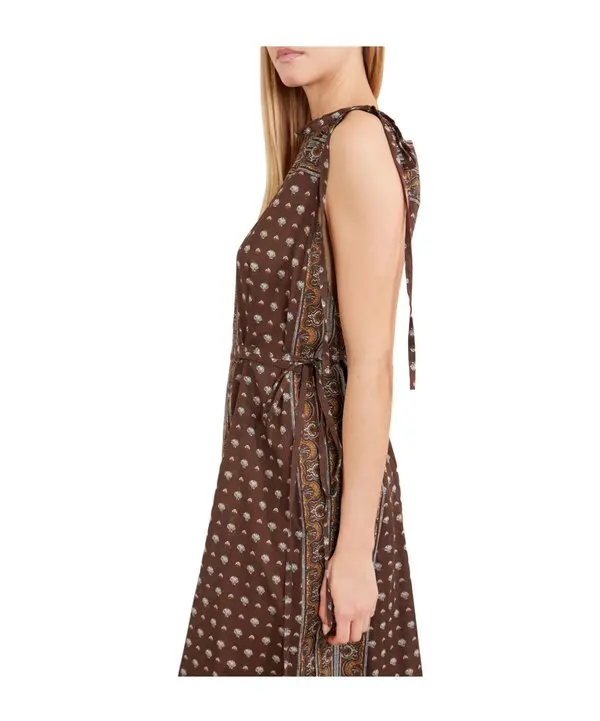 DÔEN Belted Printed Organic Cotton-voile Midi Dress