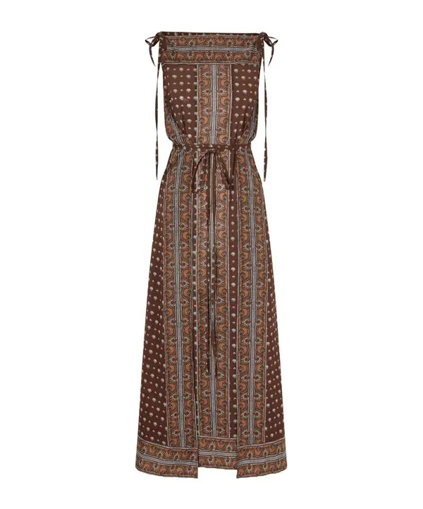 DÔEN Belted Printed Organic Cotton-voile Midi Dress - No
