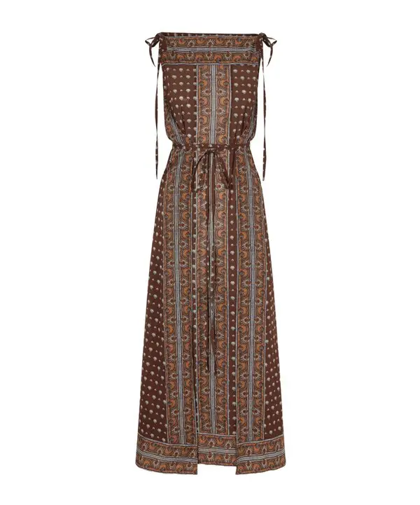DÔEN Belted Printed Organic Cotton-voile Midi Dress - No