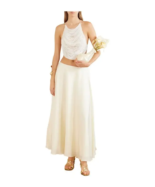 Cult Gaia Silk-twill Midi Skirt