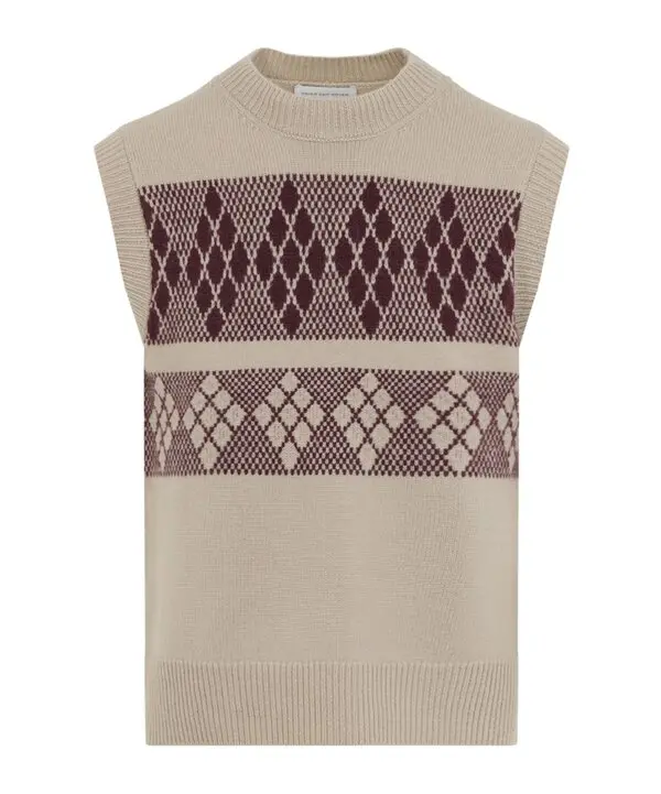 Dries Van Noten Argyle Knit Sleeveless Sweater
