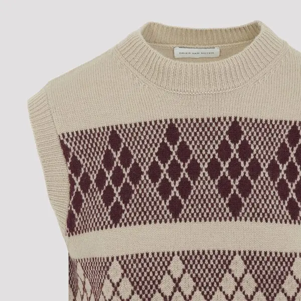 Dries Van Noten Argyle Knit Sleeveless Sweater