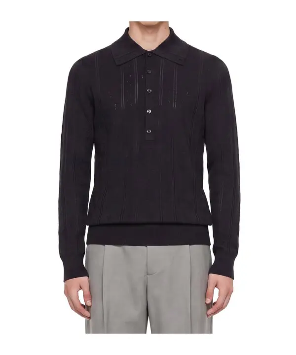 Dries Van Noten Long Sleeve Knitted Polo Shirt