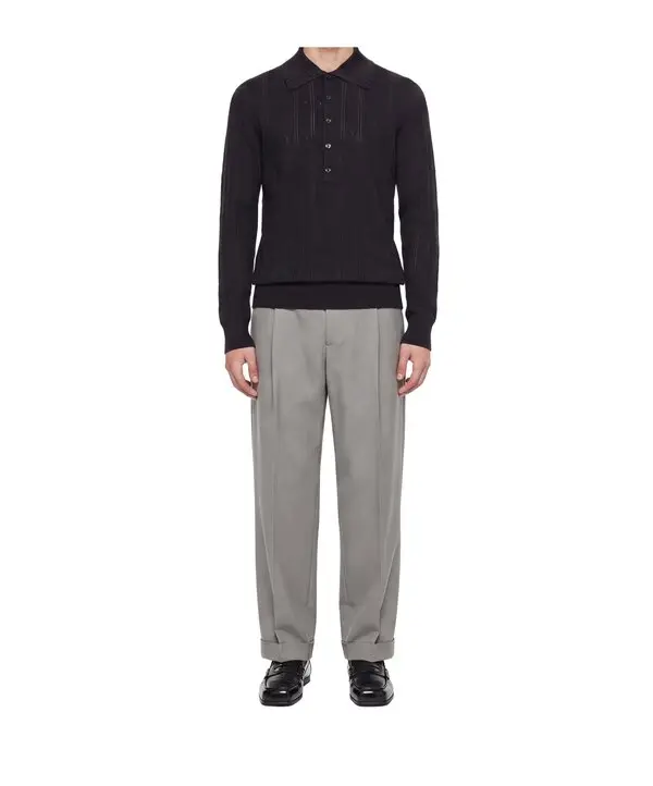 Dries Van Noten Long Sleeve Knitted Polo Shirt