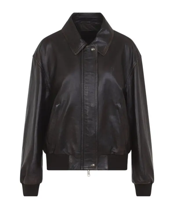 Prada Long-sleeved Leather Jacket - Brown