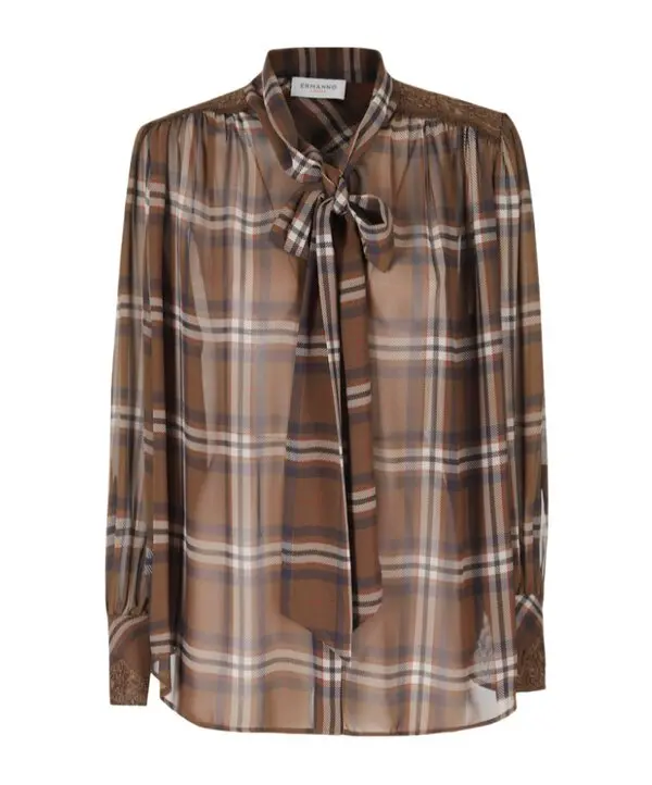 ERMANNO FIRENZE Check Pattern Pussy-bow Shirt
