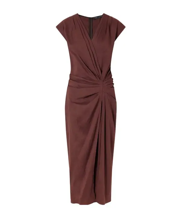 Proenza Schouler Gathered Linen-blend Midi Dress - Brown
