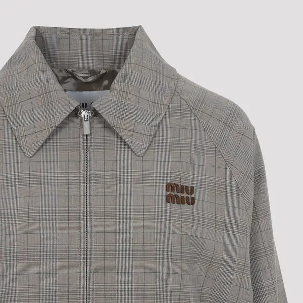 Miu Miu Prince Of Wales Checked Blouson Jacket
