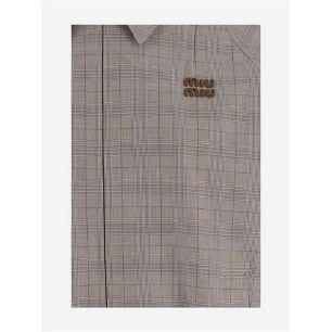 Miu Miu Prince Of Wales Checked Blouson Jacket