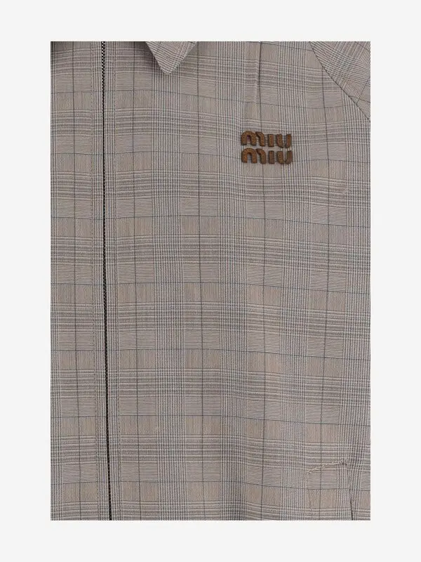 Miu Miu Prince Of Wales Checked Blouson Jacket