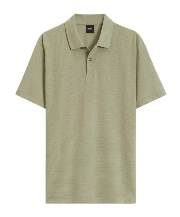 Hugo Boss Cotton-blend Polo Shirt With Bubble-structured Jacquard