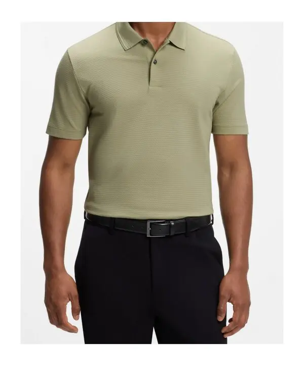 Hugo Boss Cotton-blend Polo Shirt With Bubble-structured Jacquard