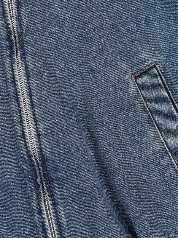 Miu Miu Shearling-collar Logo-patch Denim Jacket - Blue