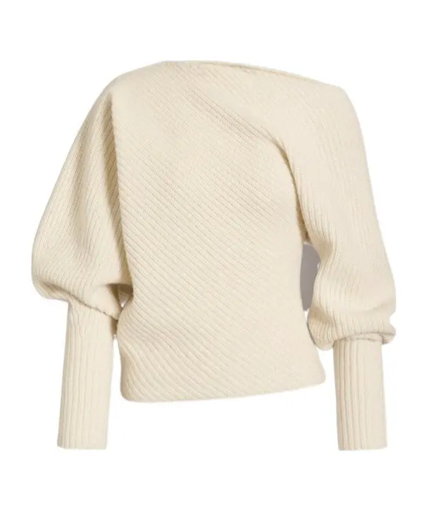 Alberta Ferretti Asymmetric Wool, Silk, And Cashmere Ribbed Sweater