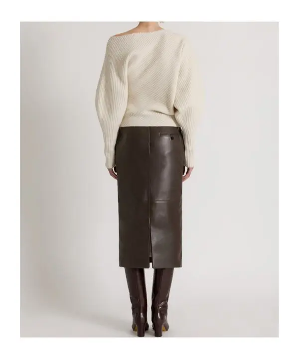 Alberta Ferretti Asymmetric Wool, Silk, And Cashmere Ribbed Sweater