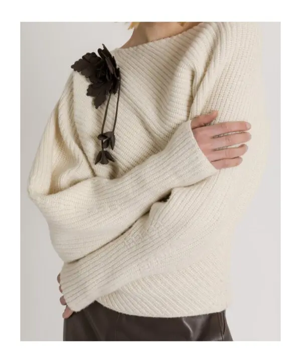 Alberta Ferretti Asymmetric Wool, Silk, And Cashmere Ribbed Sweater