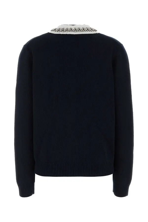 Prada Embellished Button-up Cardigan - Navy Blue
