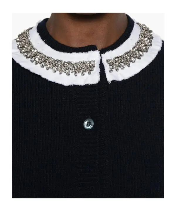 Prada Embellished Button-up Cardigan - Navy Blue