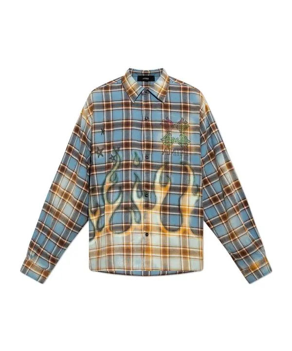 Amiri Oversized Checked Logo Shirt