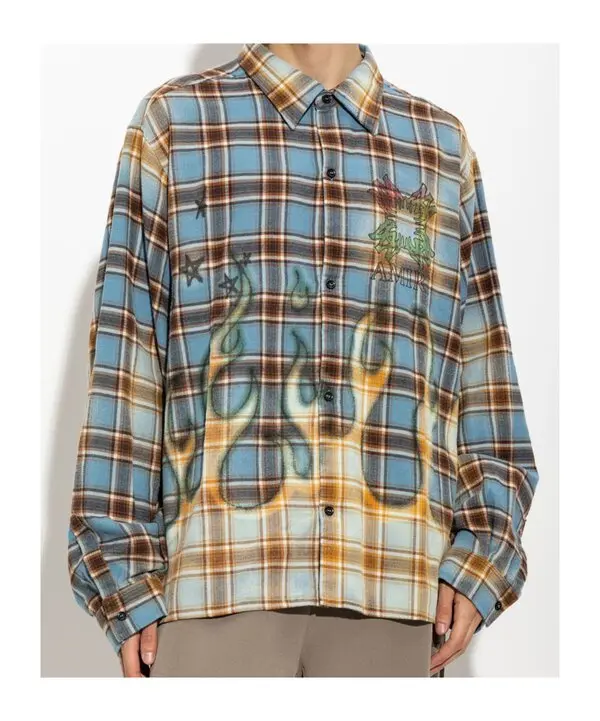 Amiri Oversized Checked Logo Shirt