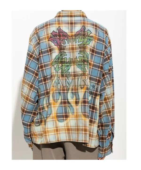 Amiri Oversized Checked Logo Shirt