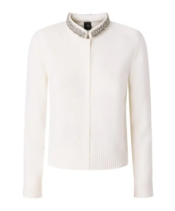 Pinko Embellished Collar Wool-blend Cardigan