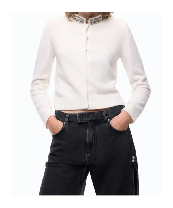 Pinko Embellished Collar Wool-blend Cardigan