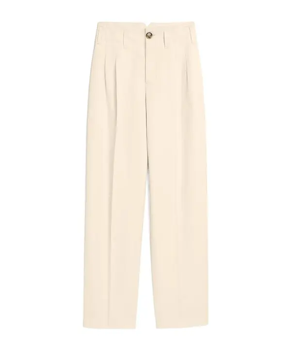 AMI Paris Cotton And Linen Trousers With Double Pleats