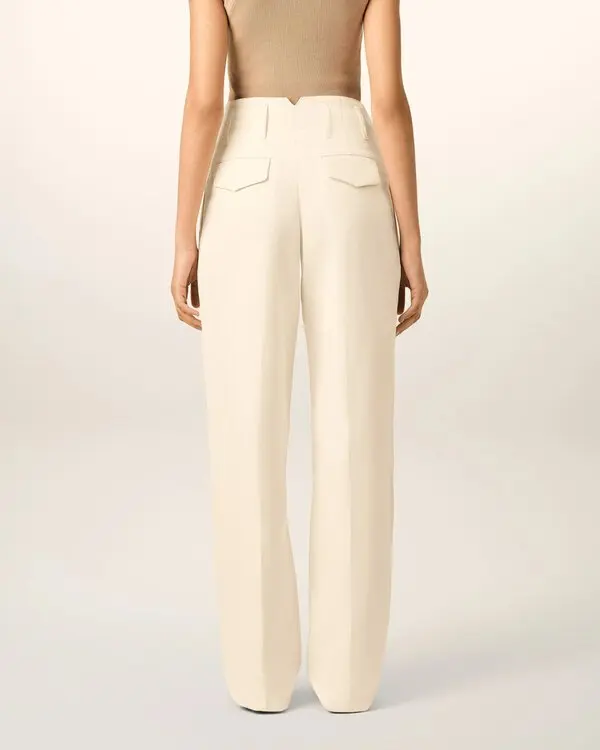 AMI Paris Cotton And Linen Trousers With Double Pleats