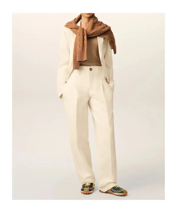 AMI Paris Cotton And Linen Trousers With Double Pleats