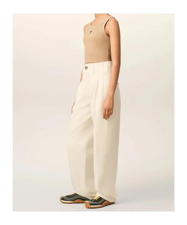 AMI Paris Cotton And Linen Trousers With Double Pleats