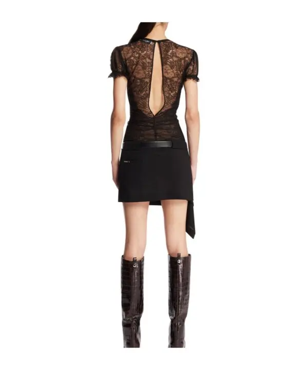 Attico Lace Detailed Belted Waist Dress