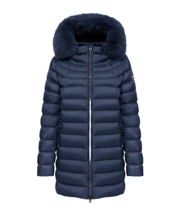 COLMAR A-line Down Jacket With Faux Fur
