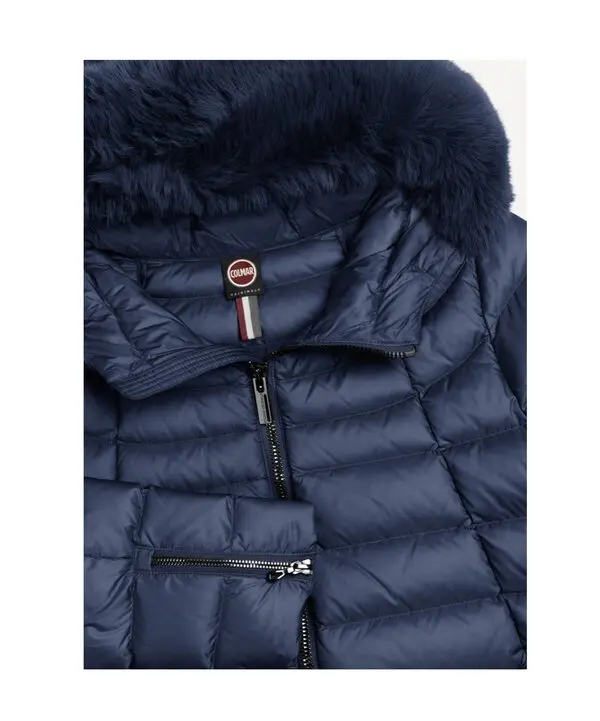 COLMAR A-line Down Jacket With Faux Fur
