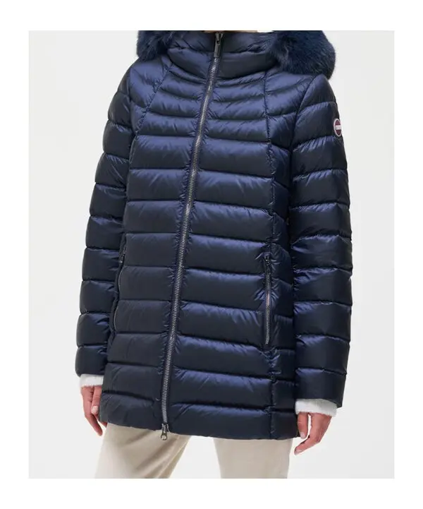 COLMAR A-line Down Jacket With Faux Fur