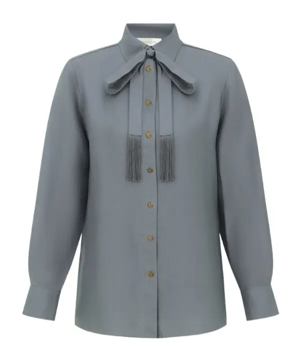 Zimmermann Long Sleeve Shirt With Detachable Tasseled Tie
