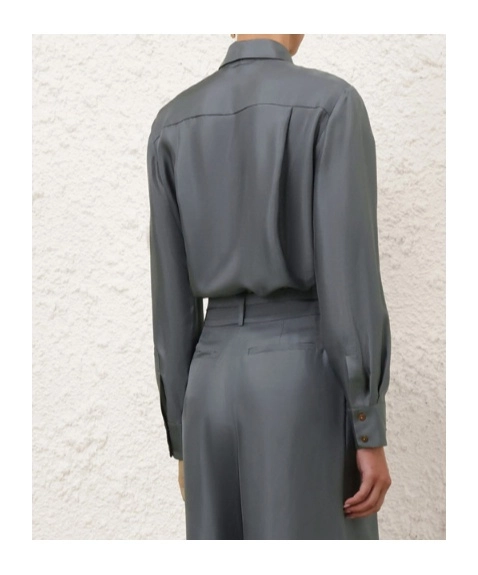 Zimmermann Long Sleeve Shirt With Detachable Tasseled Tie