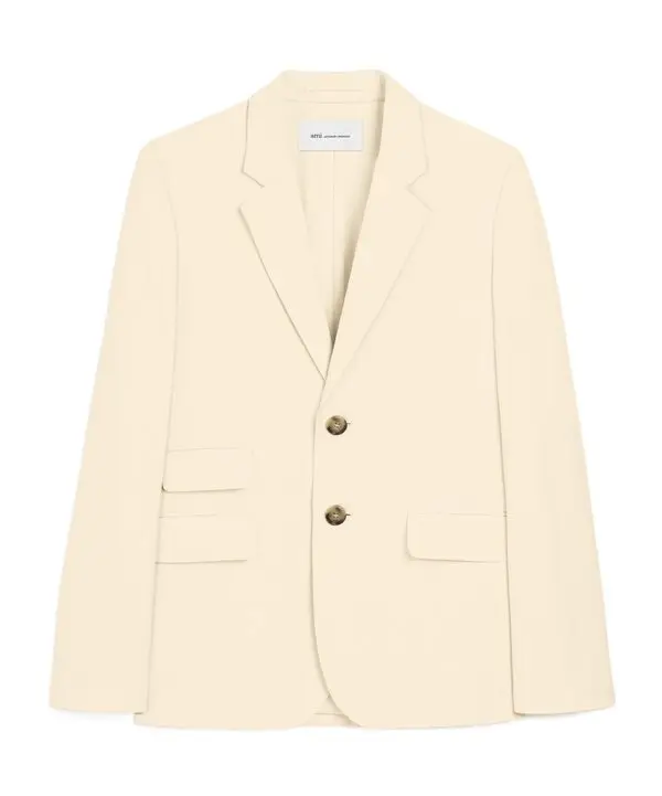 AMI Paris Single Breasted Cotton Linen Blazer