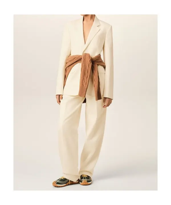 AMI Paris Single Breasted Cotton Linen Blazer