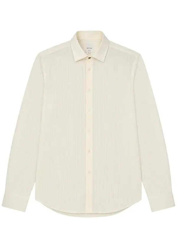 Paul Smith Striped-jacquard Cotton And Silk-blend Shirt - White