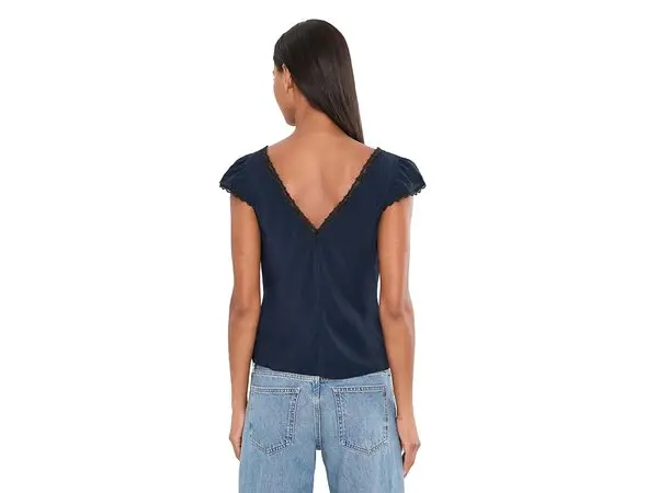 Madewell Cap Sleeve V-neck Lace Trim Top