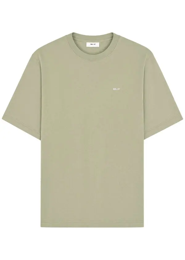 Nn07 Adam Logo-embroidered Cotton T-shirt - Sage