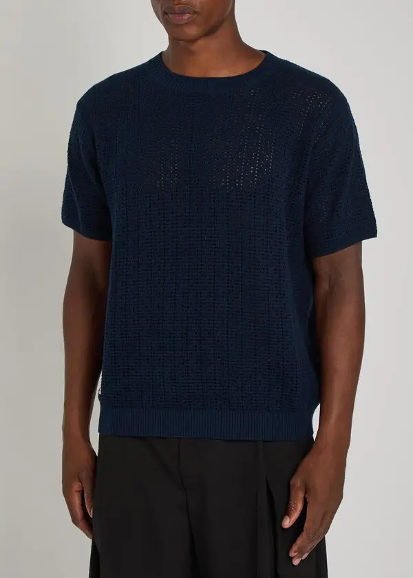 PERCIVAL Open-knit Cotton T-shirt