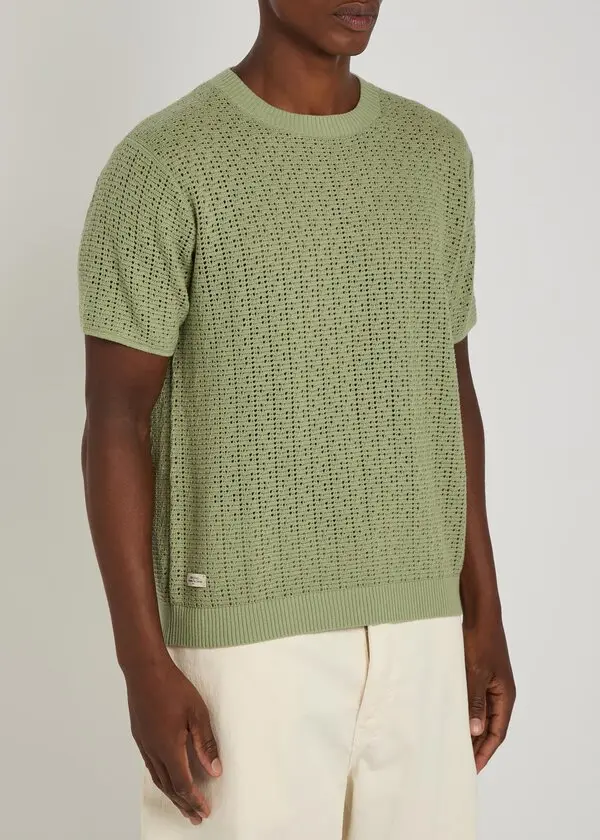 PERCIVAL Open-knit Cotton T-shirt