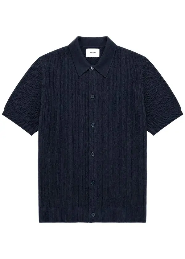 Nn07 Nolan Ribbed Cotton-knit Shirt