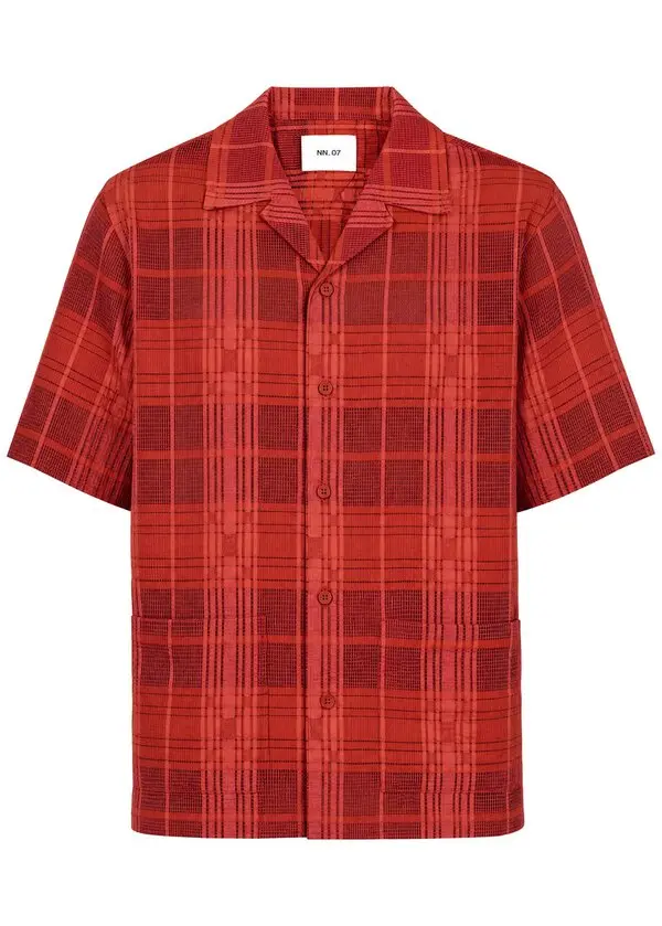 Nn07 Ben Checked-jacquard Woven Shirt