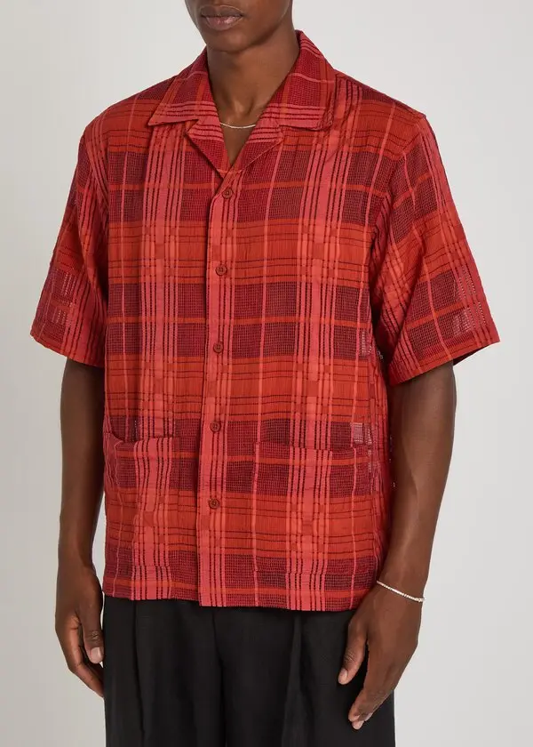 Nn07 Ben Checked-jacquard Woven Shirt