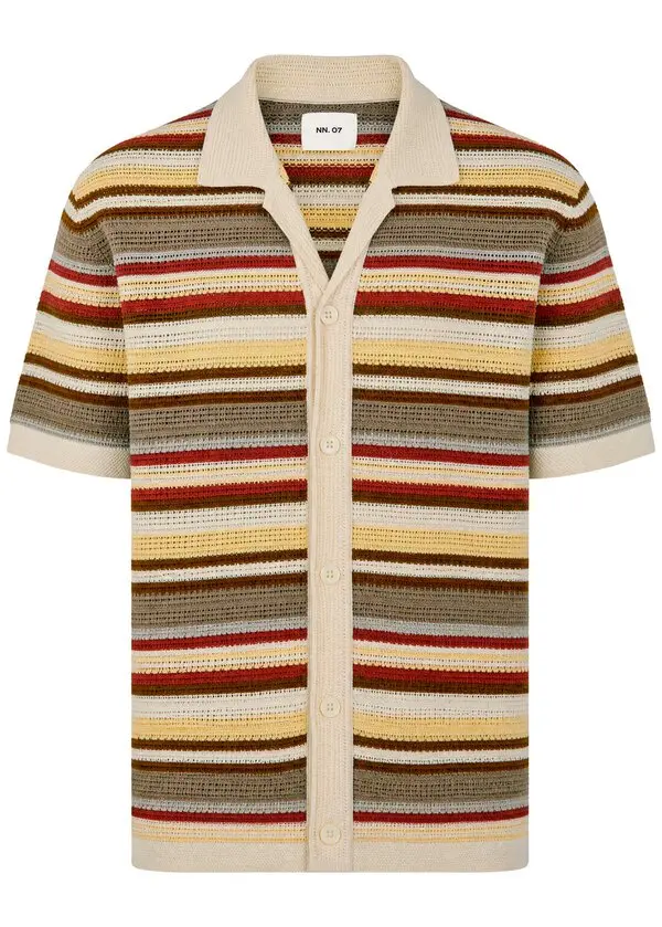 Nn07 Lars Striped-knit Cotton Shirt