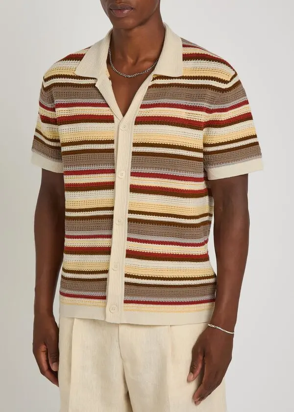 Nn07 Lars Striped-knit Cotton Shirt