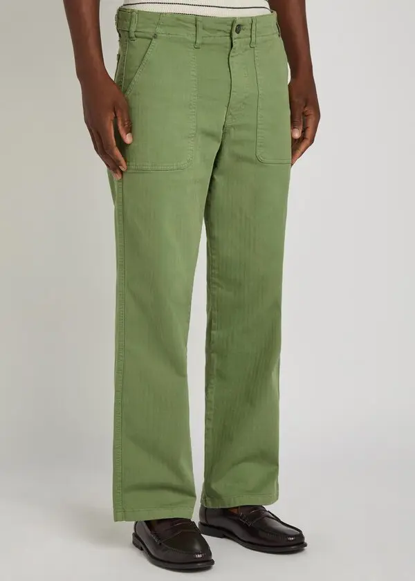 PERCIVAL Herringbone Straight-leg Stretch-cotton Trousers